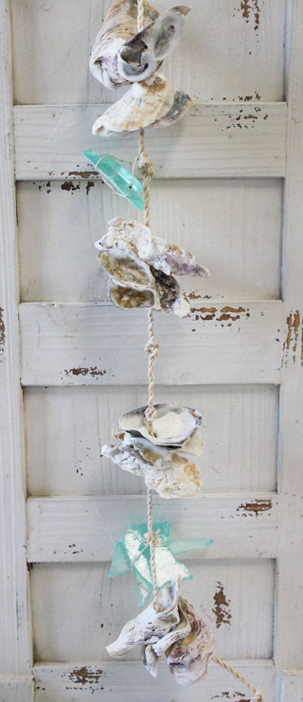 Oyster Shells and Light Green Sea Glass Garland - Shell Crafts ...