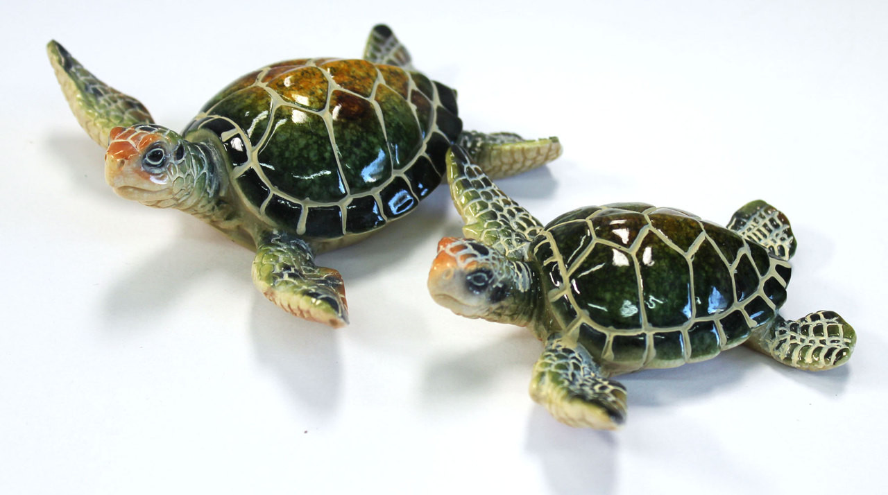 4.25" Green Resin Sea Turtle Figurine - Nautical Sea Decor - California ...