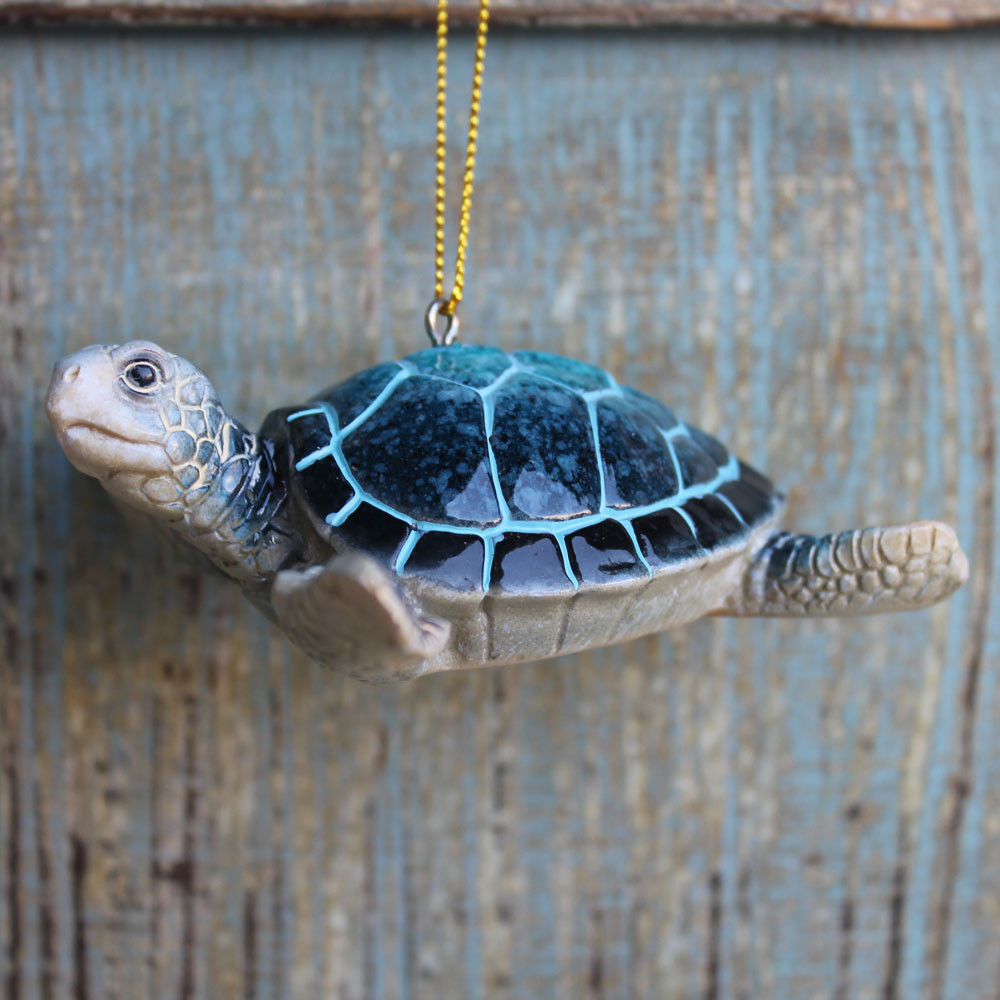 Blue Sea Turtle Ornament - Nautical Holiday Decor - Coastal Christmas ...