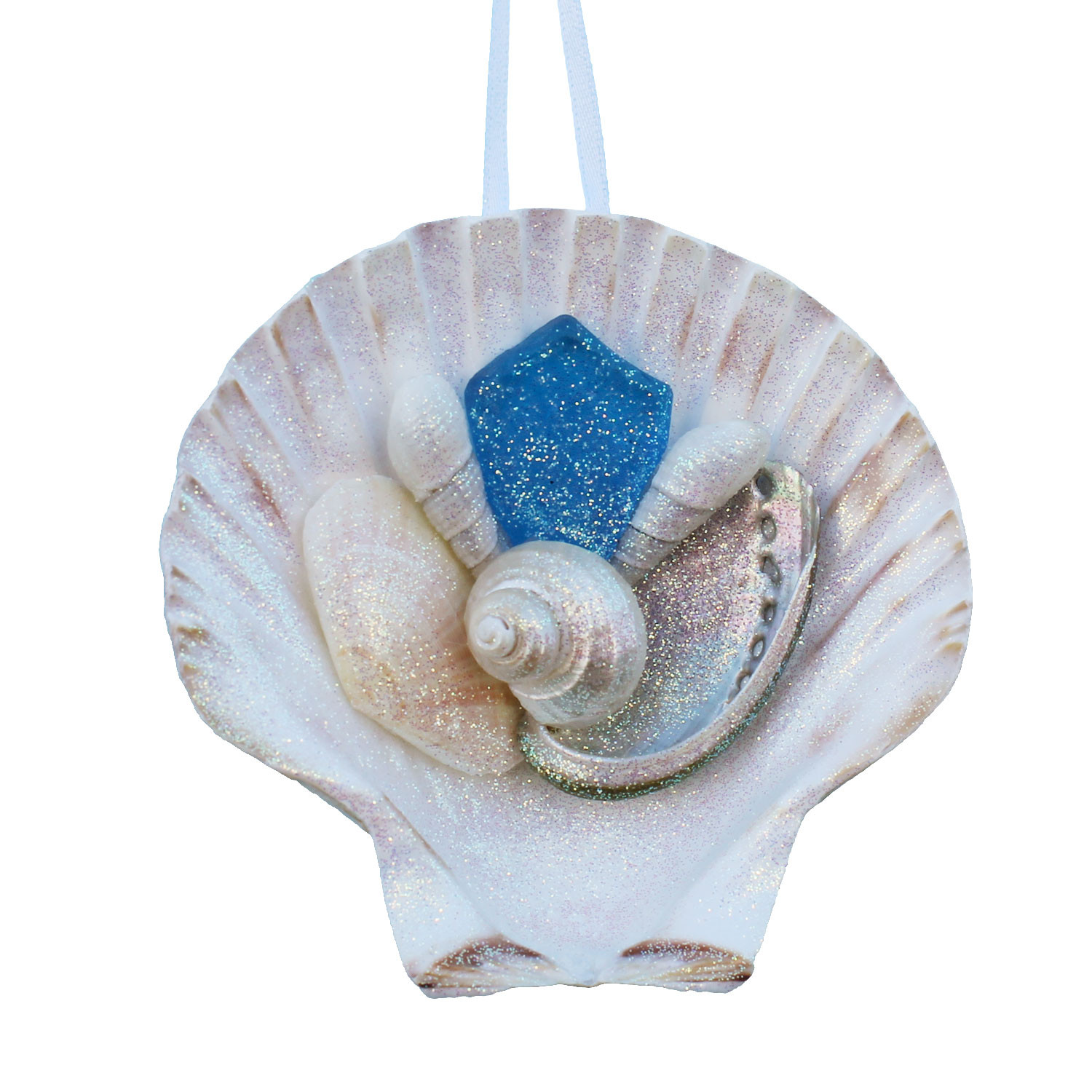 Irish Scallop Seashell Collage Ornament - Nautical Christmas Decor ...