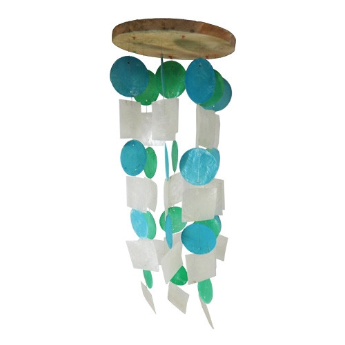 Blue Capiz Shell Chandleier Chime - Tropical Shell Wind Chimes ...