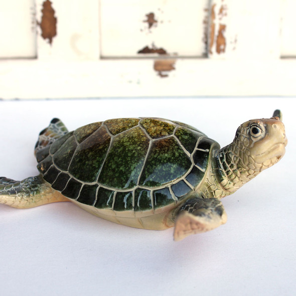 5.75" Green Resin Sea Turtle Figurine - Nautical Sea Decor - California ...