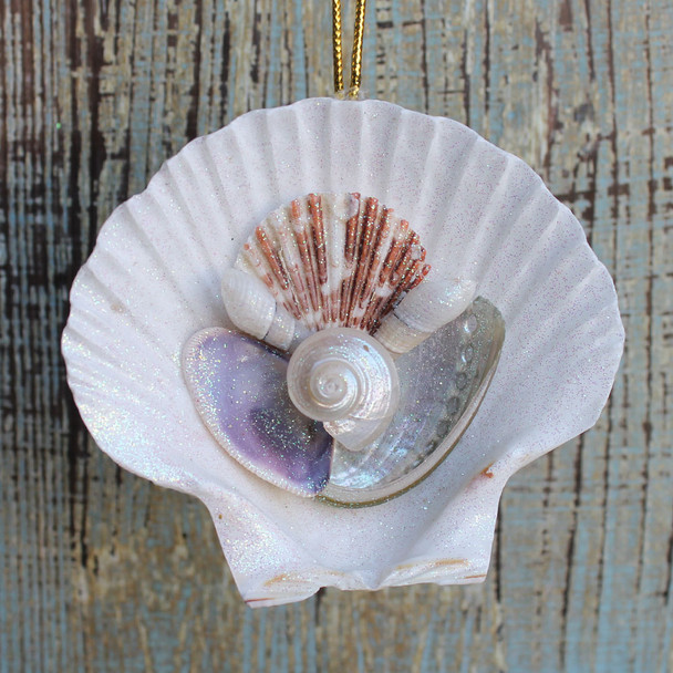 Irish Scallop Seashell Collage Ornament - Nautical Christmas Decor ...