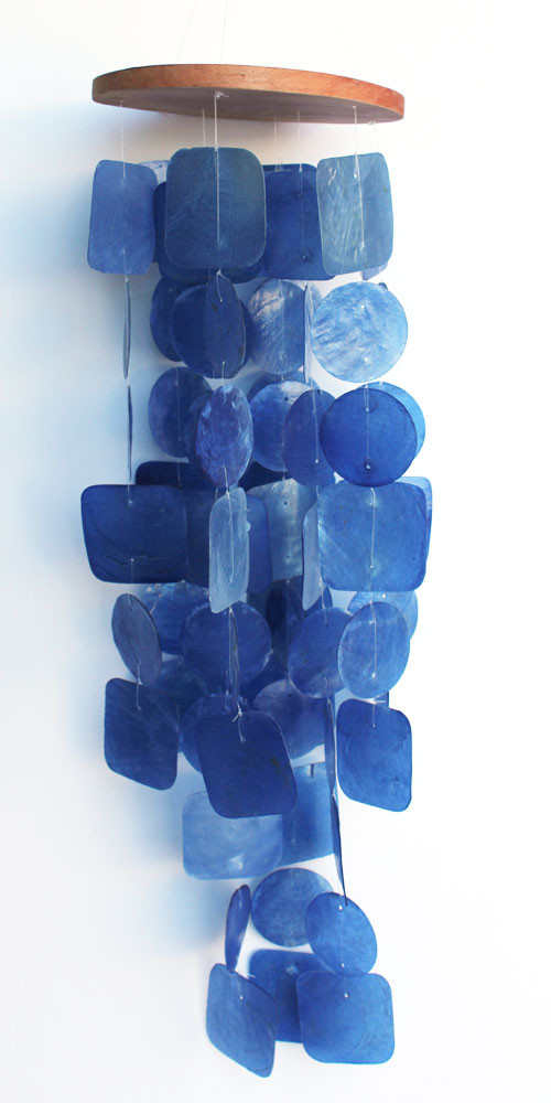 Dark Blue Capiz Shell & Mirror Chimes - Tropical Shell Wind Chimes ...