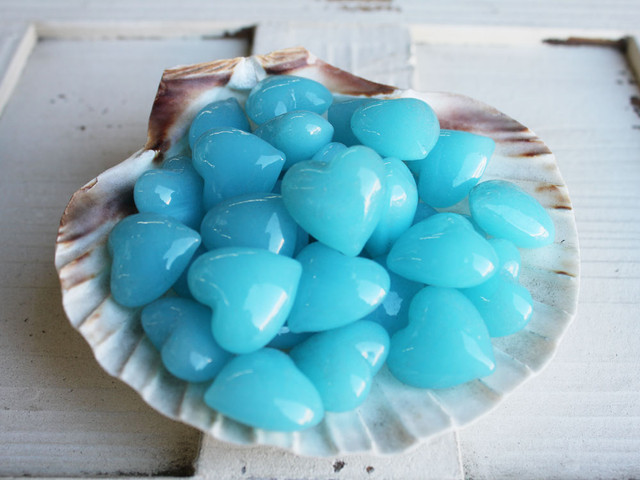 Small Light Blue Glass Hearts - Beach Wedding & Party Favors ...