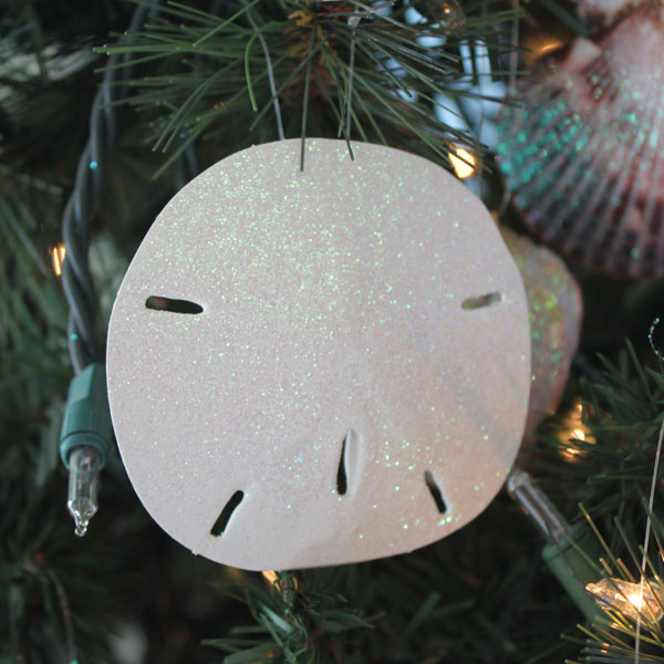 Large Keyhole Sand Dollar Glitter Seashell Ornament - Christmas Tree ...