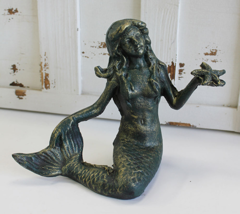 Green Iron Mermaid Figurine - California Seashell Company Retail
