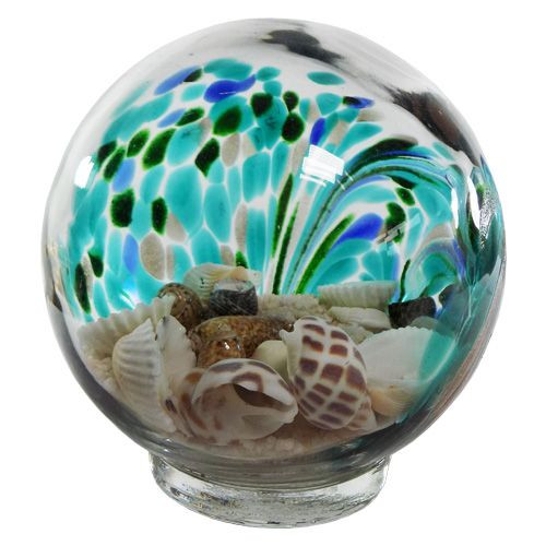 Glass Ball Ornament with Sand & Seashells - Coastal Christmas - Holiday ...