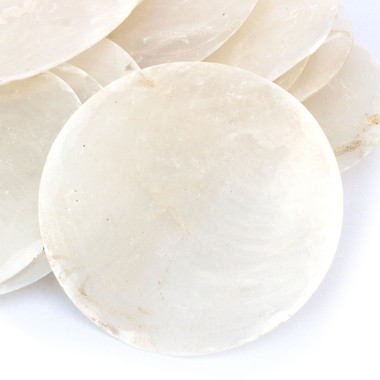 3" White Capiz Shells - Bulk Capiz Seashells - California Seashell Co