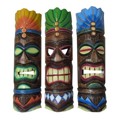 Colorful Tiki Masks - Tropical Tiki Decor - California Seashell Co