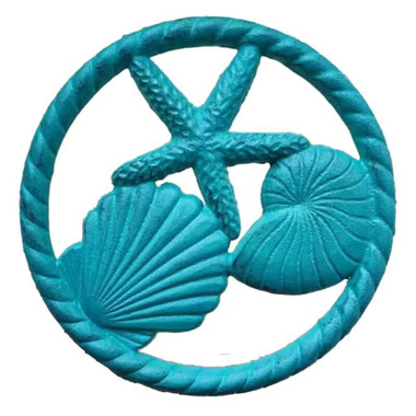 Blue Seashells Cast Iron Trivet - Coastal Kitchen Decor - California ...