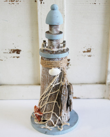 Pacific Wood Lighthouse with Fish - Coastal Light House Decor ...