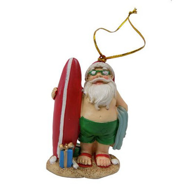 Santa Claus with Surfboard Ornament - Coastal Christmas Decor ...
