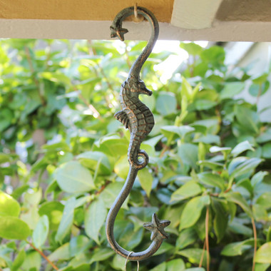 Iron Seahorse S Hook - Nautical Garden Decor - California Seashell Co