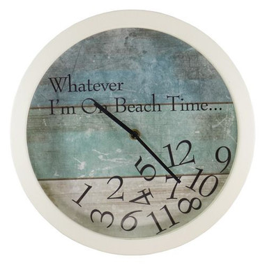 On Beach TIme Wall Clock - Nautical Decor - California Seashell Company