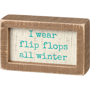 Flip Flops All Winter Inset Wood Block Sign - Primitives by Kathy from ...