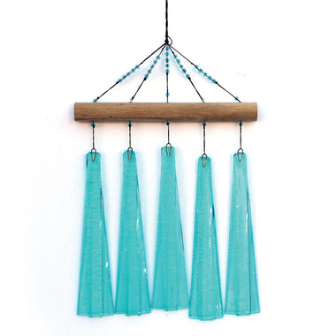 Turquoise Glass & Driftwood Wind Chimes - Garden & Patio Decor ...