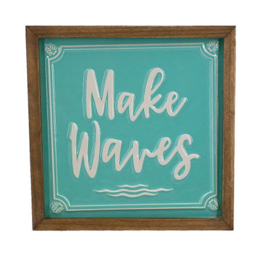 Make Waves Metal Box Sign - Coastal Decor - California Seashell Company