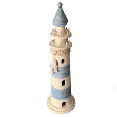 18" Nautical White & Blue Lighthouse - Coastal Light House Decor ...