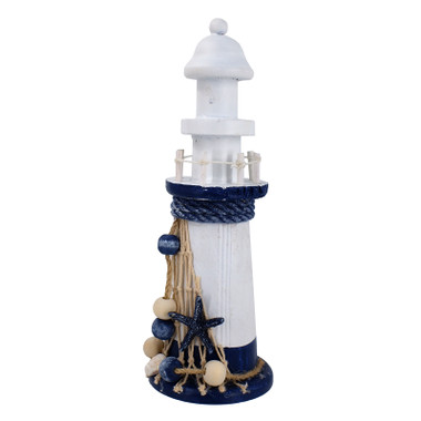 Nautical White & Navy Lighthouse - Coastal Light House Decor ...