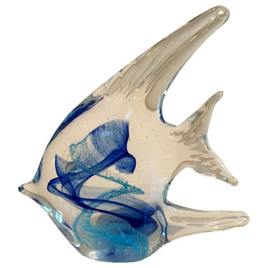 Blue Tropical Fish Glass Figurine - Sea Life Statues - California ...