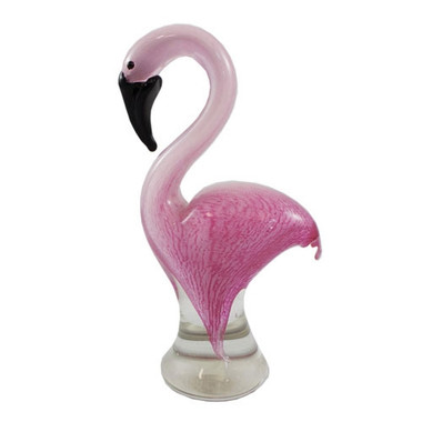 Pink Flamingo Glass Figurine - Sea Life Statues - California Seashell Co