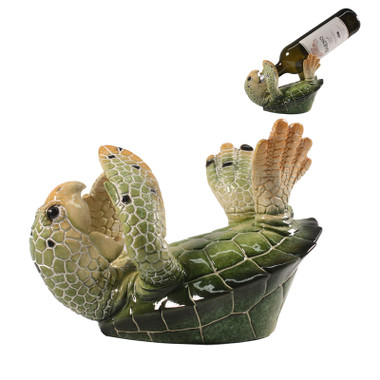 Green Turtle Wine Bottle Holder - Nautical Bar Decor - California ...