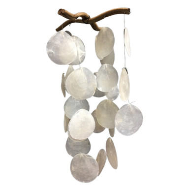 Natural Capiz Shell Cross Chime - Coastal Wind Chimes - California ...