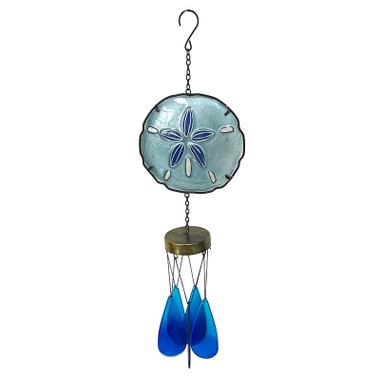 Blue Sand Dollar Wind Chime - Coastal Garden Decor - California Seashell Co