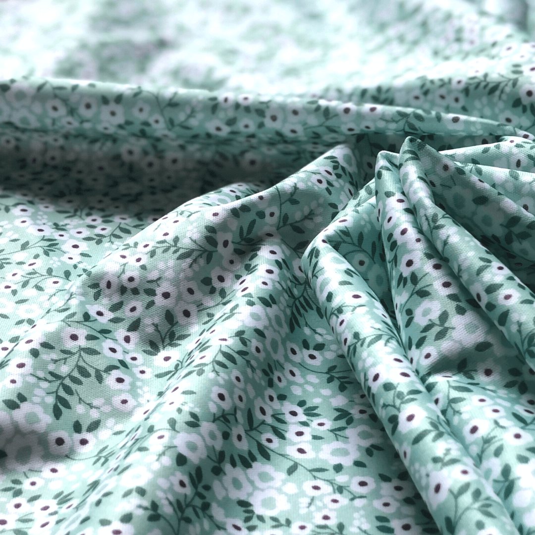 PUL Fabric Floral Green (2 metres) - Snaps Australia