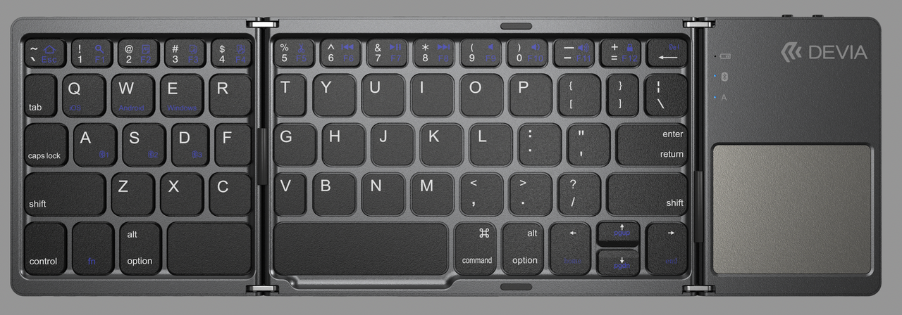 DEVIA Foldable Bluetooth Keyboard with touchpad | Multi-Device ...