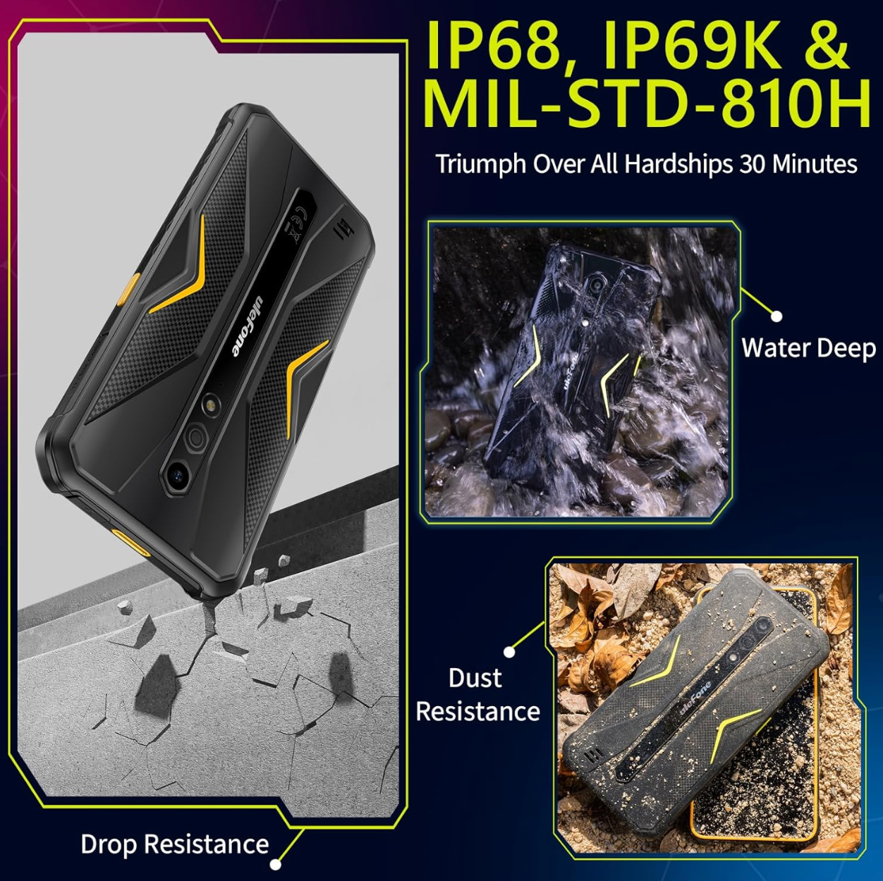 Ulefone Armor X12 Pro Rugged Phone (10+64GB) | Waterproof Android 14 ...