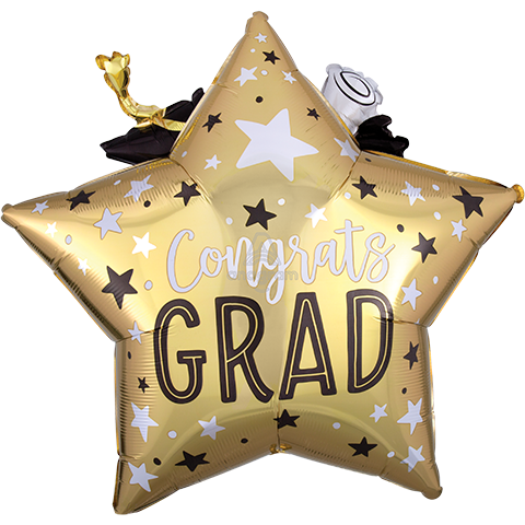 28 Inch Multi-Balloon Grad Star, Cap & Diploma Foil Balloon Anagram 1ct
