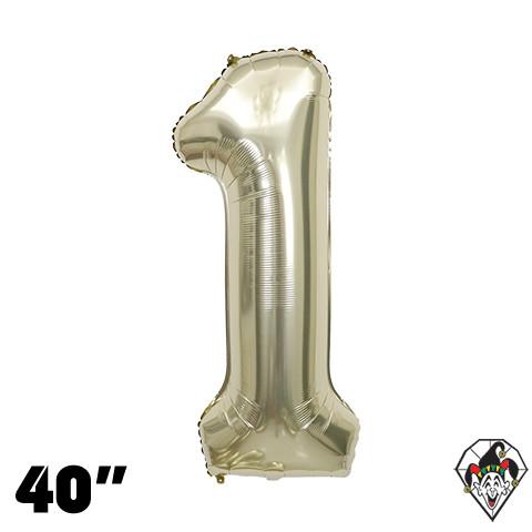 40 Inch Number 1 White Gold Balloon 1ct
