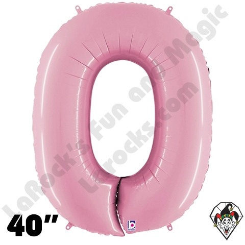 Betallic 40 Inch Number 0 Pastel Pink Megaloon Foil Balloon 1ct