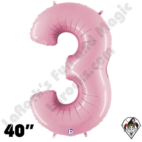 Betallic 40 Inch Number 3 Pastel Pink Megaloon Foil Balloon 1ct