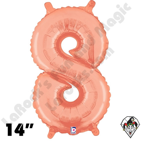 14 Inch Number 8 Rose Gold Megaloon Jr Foil Balloon Betallic 1ct