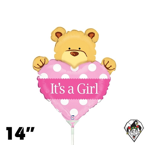 Betallic 14 Inch Shape Big Heart Bear Girl Foil Balloon 1ct