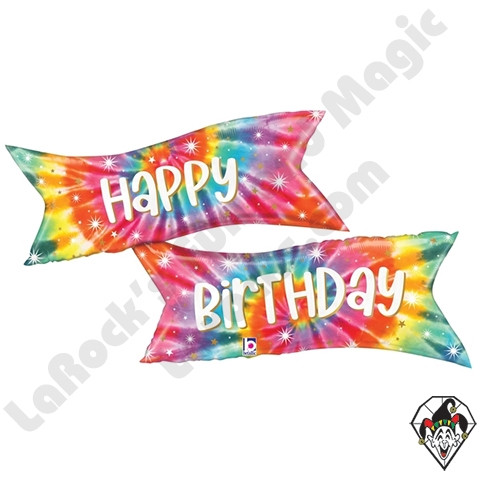 Betallic 49 Inch Shape Tie-Dye Banner Birthday Foil Balloon 1ct