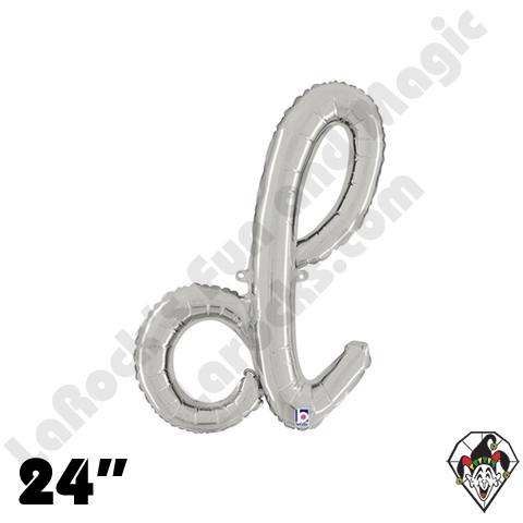 24 Inch Script Letter D Silver Foil Balloon 1ct