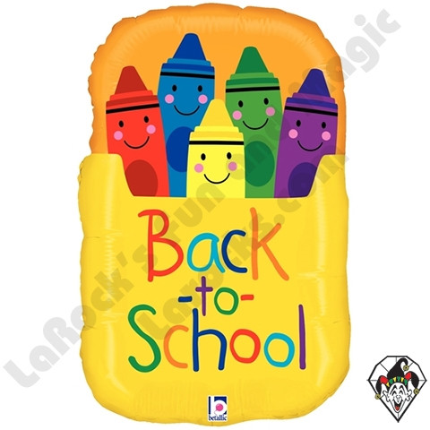 28 Inch Shape Back To School Crayon Box Foil Balloon Betallic 1ct