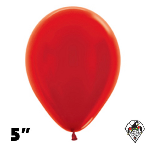 5 Inch Round Metallic Red Sempertex 100ct