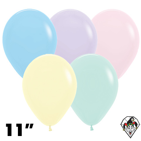 11 Inch Round Pastel Matte Assortment w/ Pink Sempertex 100ct