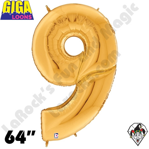 64 Inch Number 9 Gold Gigaloon Foil Balloon Betallic 1ct
