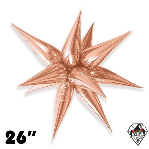 26 Inch Starburst Rose Gold Foil Balloon 1ct (12 Spikes)