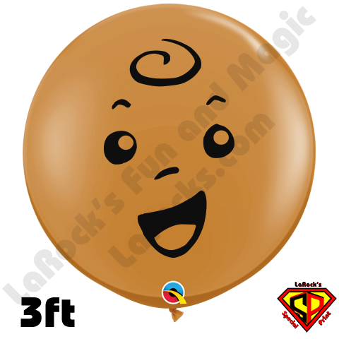 Qualatex 3 ft Round Baby Face Mocha Balloons 2CT