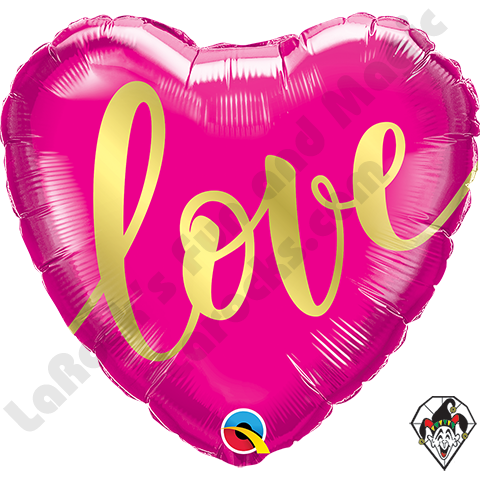 18 Inch Heart Love Gold Foil Balloon Qualatex 1ct