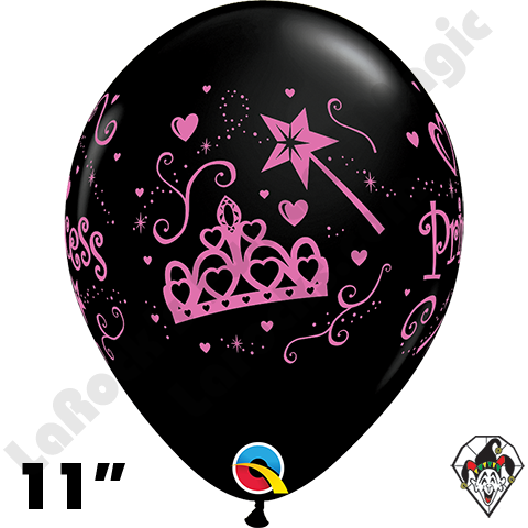 11 Inch Round Princess Pink Onyx Black Balloon Qualatex 50ct