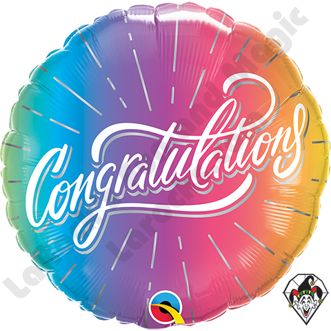 18 Inch Round Congratulations Vibrant Ombre Foil Balloon Qualatex 1ct