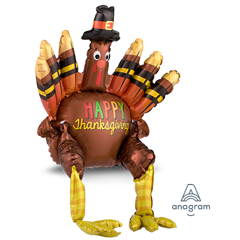 26 Inch Multi-Balloon Sitting Turkey Foil Balloon Anagram 1ct